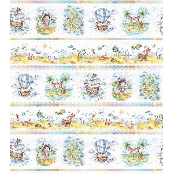 4937-MU pirate border stripe - P&B Textiles Enchanted Seas