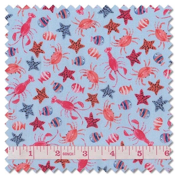 ABAB-5017-B fish & lobster toss blue - P&B Textiles Ahoy Baby