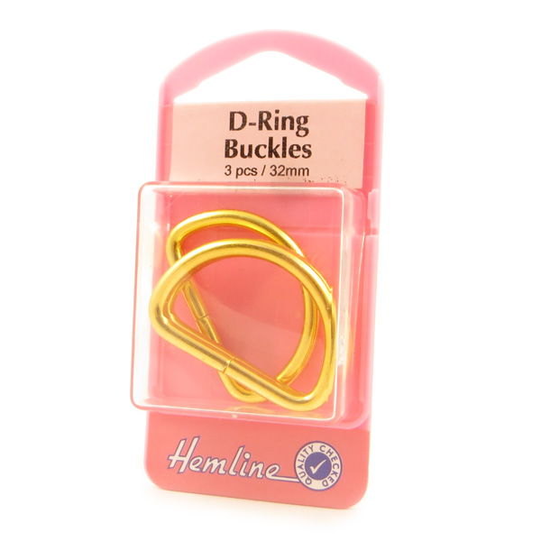 32mm gold D rings, pack of 3