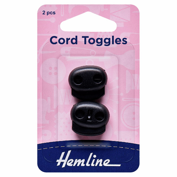 6mm adjustable 2-hole cord toggles - black plastic