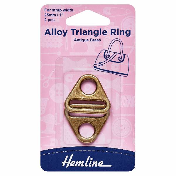 25mm alloy triangle rings antique brass - Pelenna Patchworks