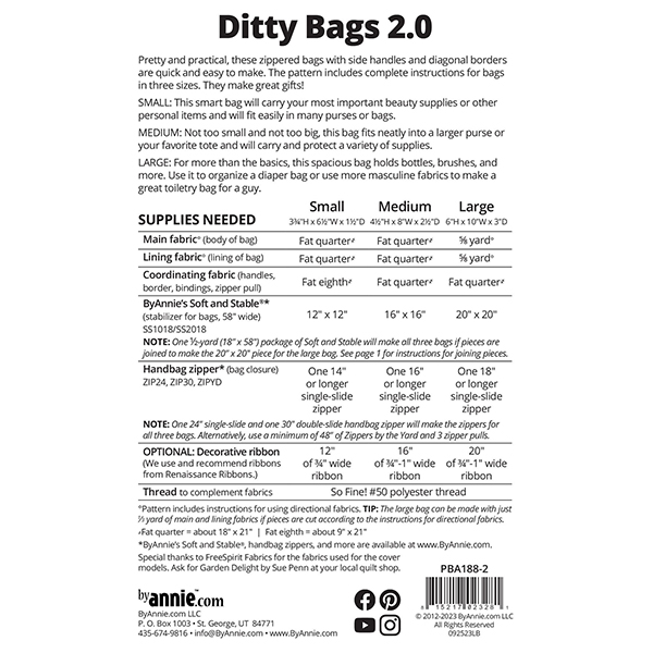 ByAnnie Ditty Bags 2.0 bag pattern
