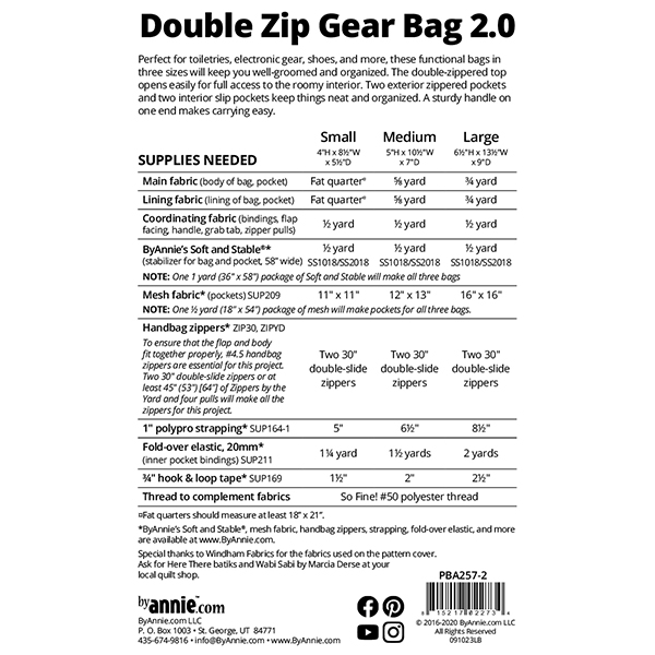 ByAnnie Double Zip Gear Bag 2.0 pattern