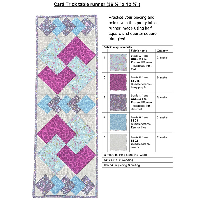 Card Trick table runner quilt pattern