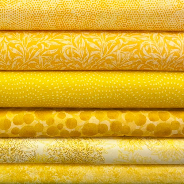 Yellow colour coordinates 6 fat quarter pack