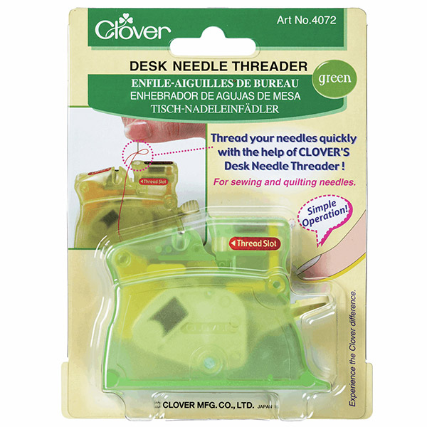 Clover desk needle threader for sewing and quilting needles