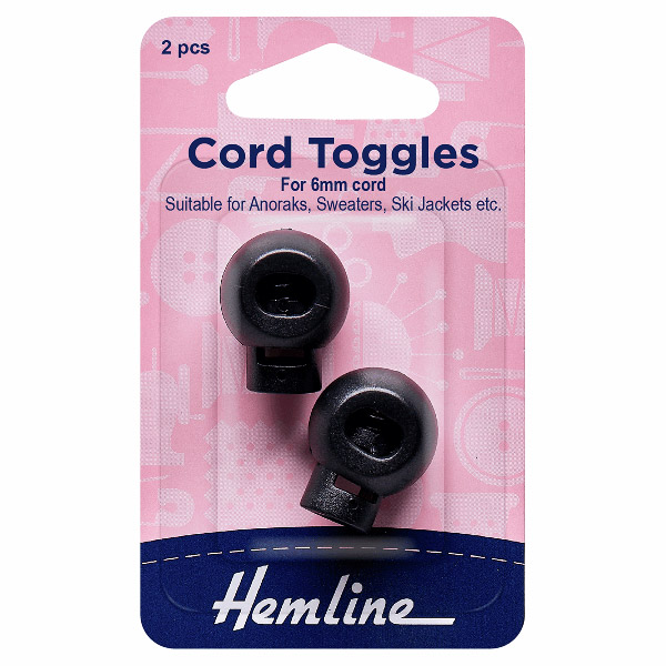 6mm Cord toggles - black plastic