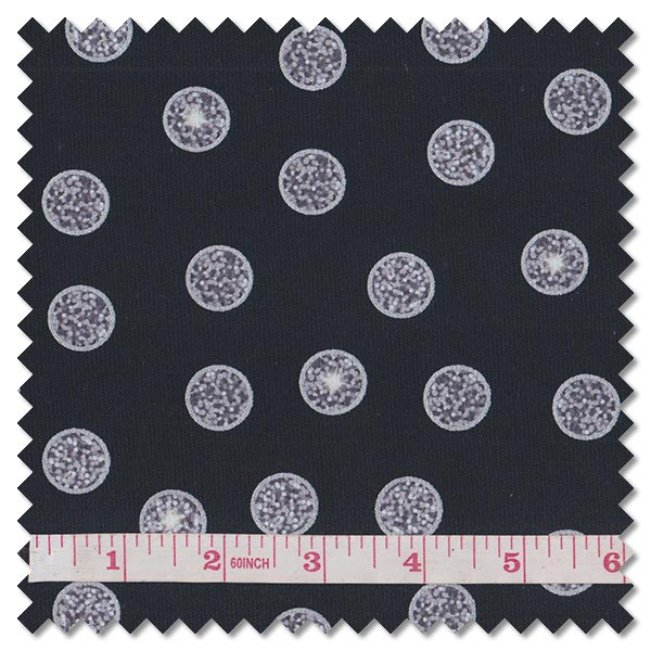 A842.3 black disco dots with silver metallic - Lewis & Irene Disco!