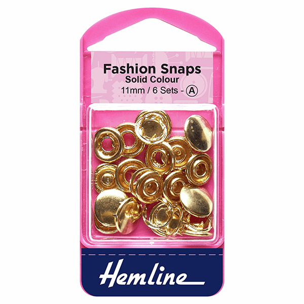 11mm gold fashion snaps pack of 6 sets