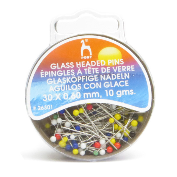 Glass headed pins, pack of 100, 30mm long