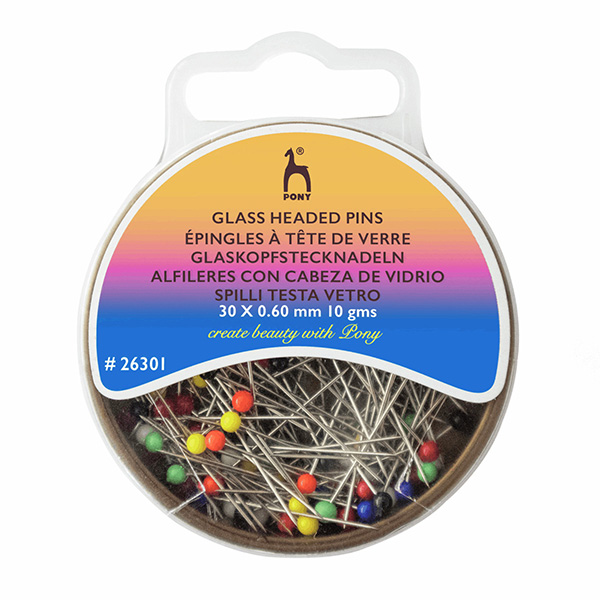 Glass headed pins, pack of 100, 30mm long