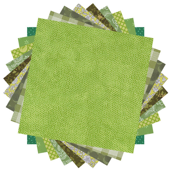Green fabric prints charm pack, 20 5 inch patchwork squares