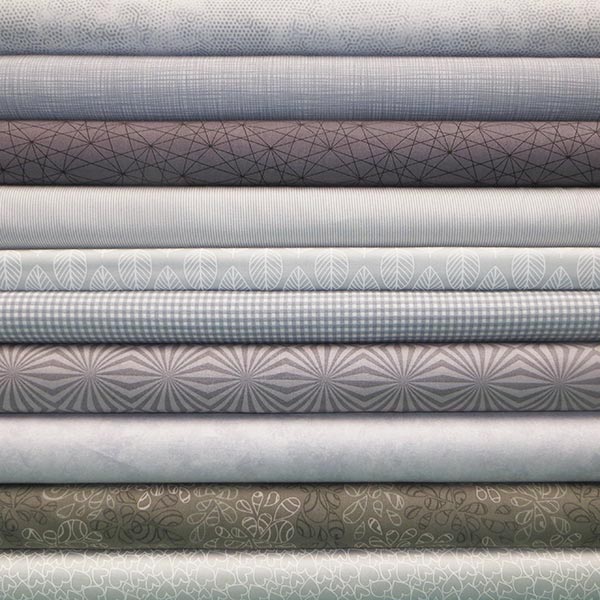 Grey patchwork fabric squares stash pack