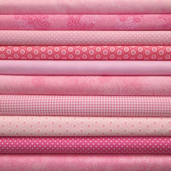 Pink patchwork fabric squares stash pack