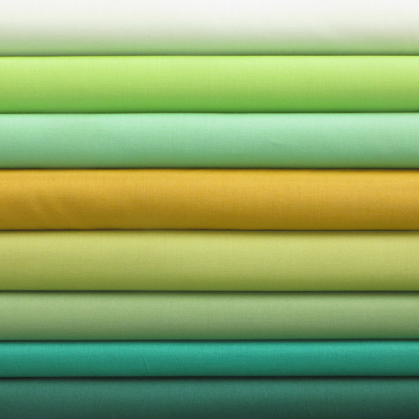 Plain green patchwork fabric squares stash pack