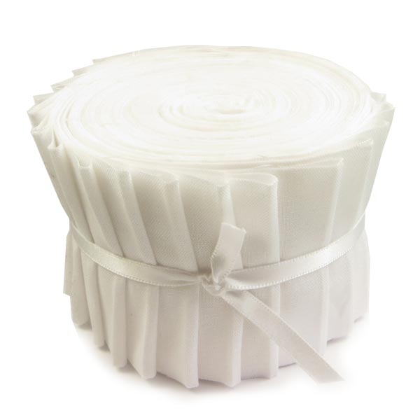 Plain white patchwork fabric strip roll | Plain white jelly roll
