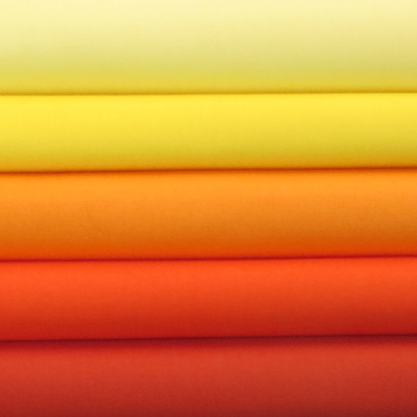 Plain orange & yellow patchwork fabric fat quarter bundle