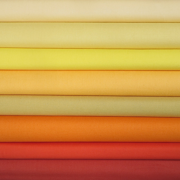 Plain orange & yellow patchwork fabric squares stash pack