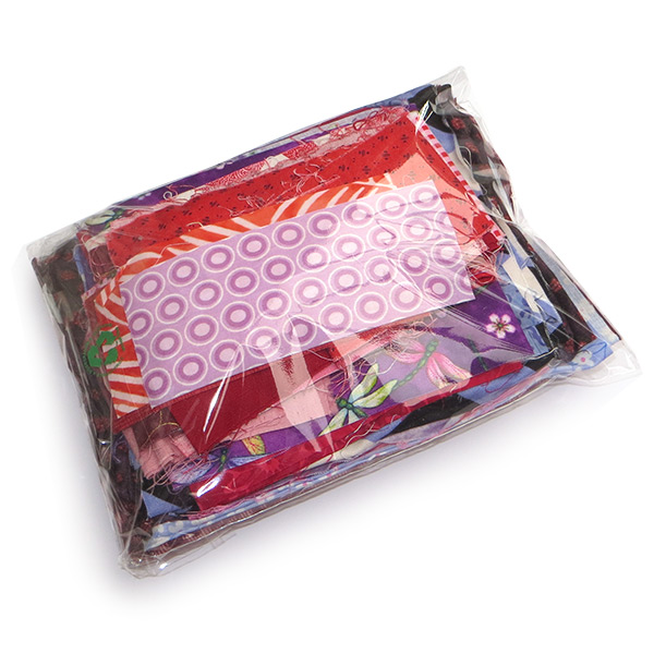 Patchwork fabric scrap bag - red,pink & purple | Pelenna Patchworks