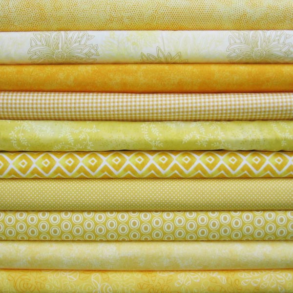 Yellow patchwork fabric squares stash pack