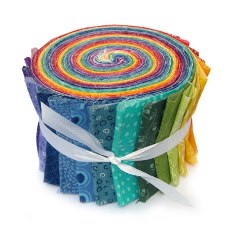 Rainbow tonal prints patchwork fabric strip roll